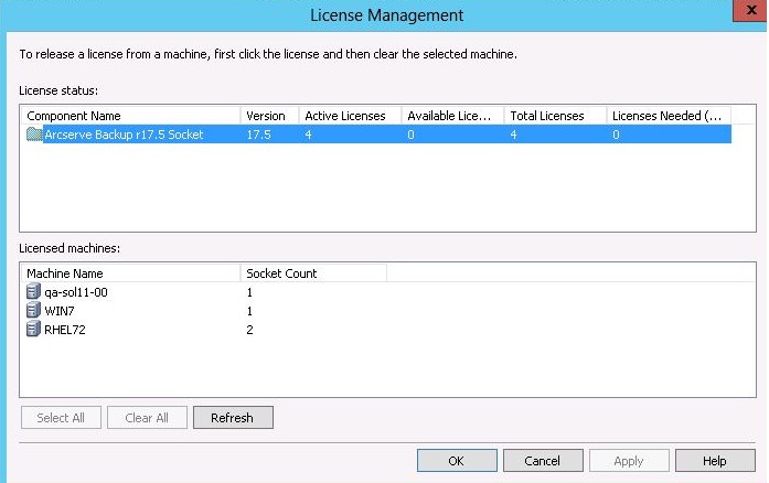 Manage Arcserve Backup Component Licenses