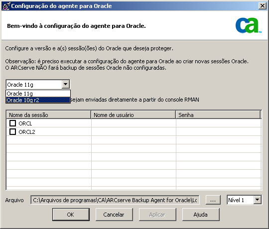 Suporte a várias versões do Oracle usando o modo com base em arquivos