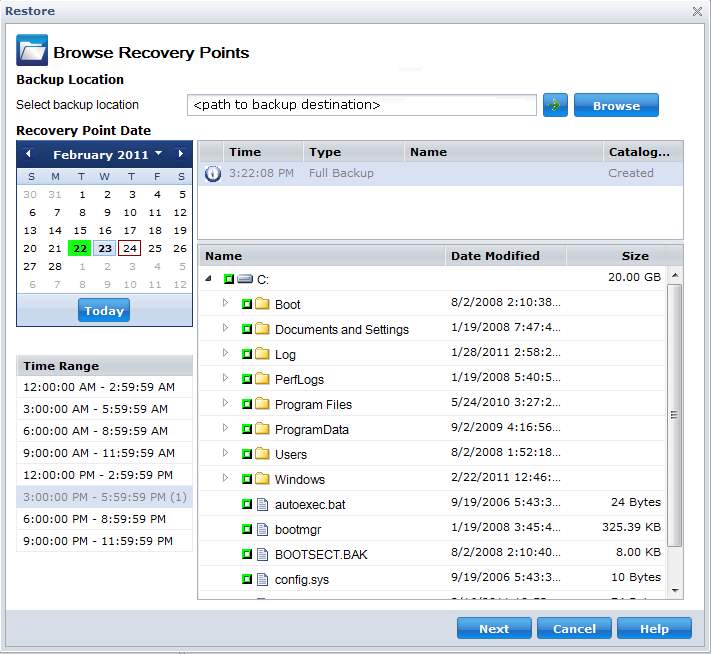 Restore Data from CA ARCserve D2D Recovery Points