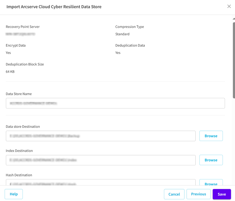 Import an Arcserve Cloud Cyber Resilient Data Store