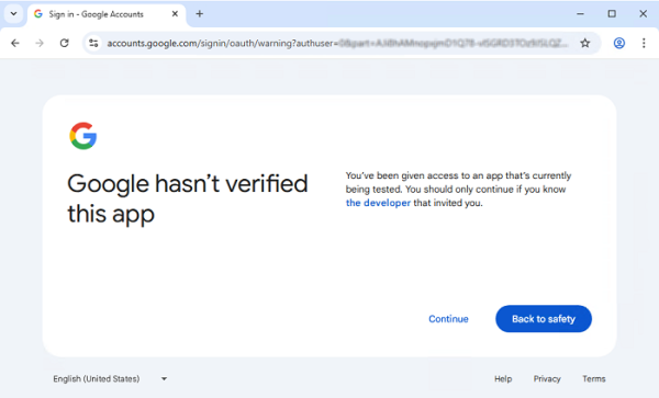Selecting Gmail as the Email Provider
