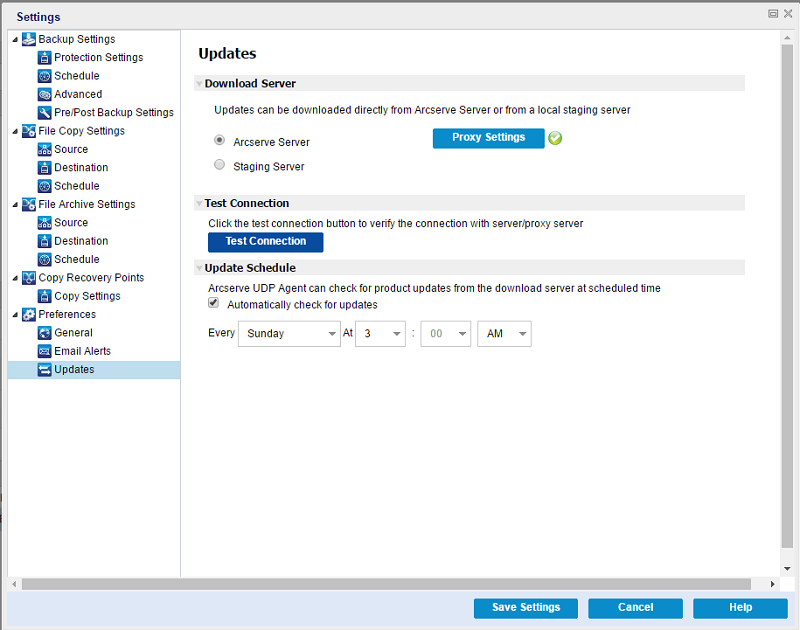 Specify Updates Preferences
