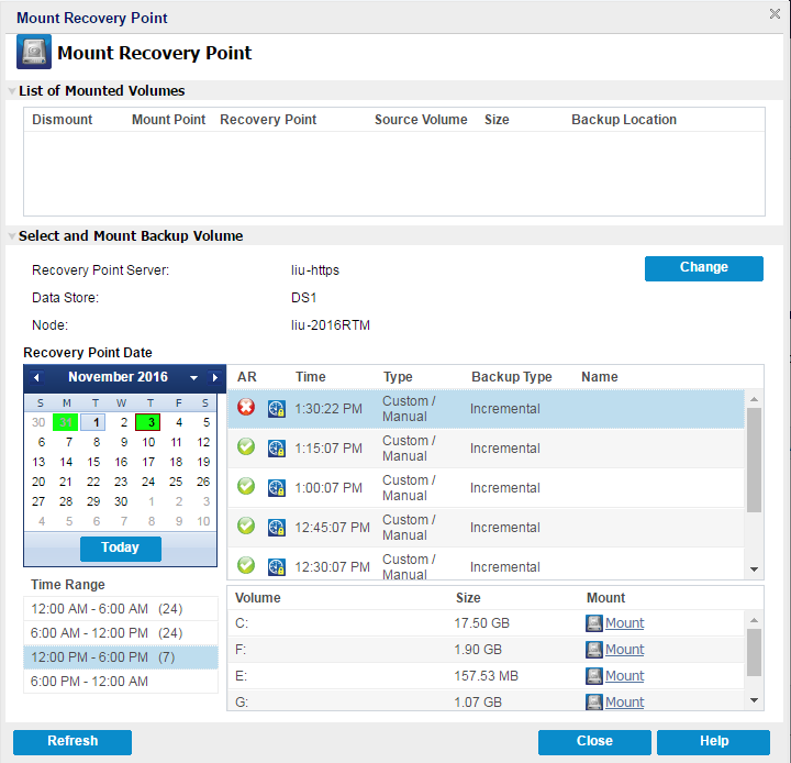 Mount a Recovery Point