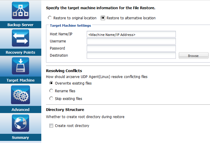 Specify the Target Machine Details