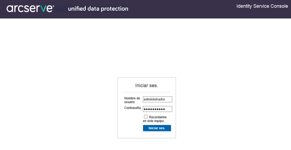 Inicio de la Consola de gestión de usuarios de Arcserve UDP