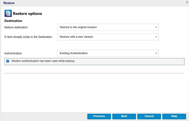 Define the Restore Options