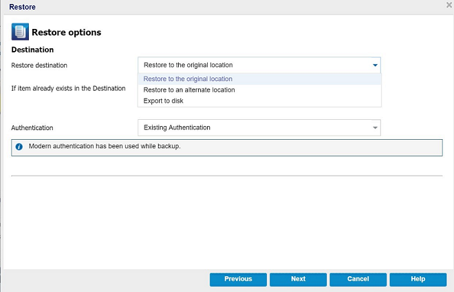 Define the Restore Options