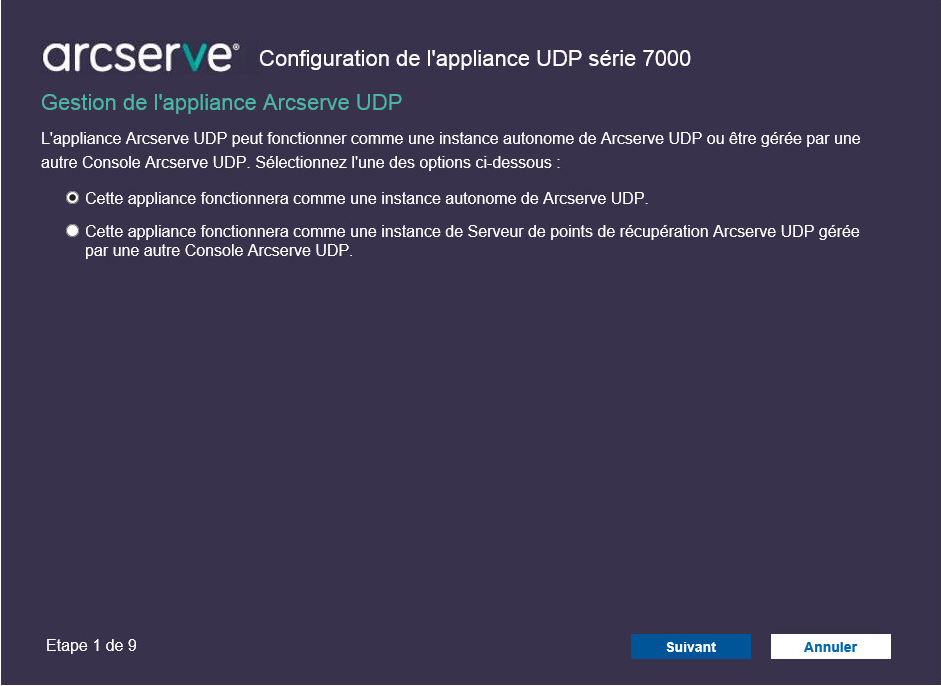 Configuration de l'appliance Arcserve UDP et création de plans