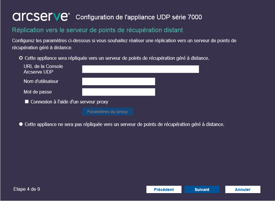 Configuration de l'appliance Arcserve UDP et création de plans