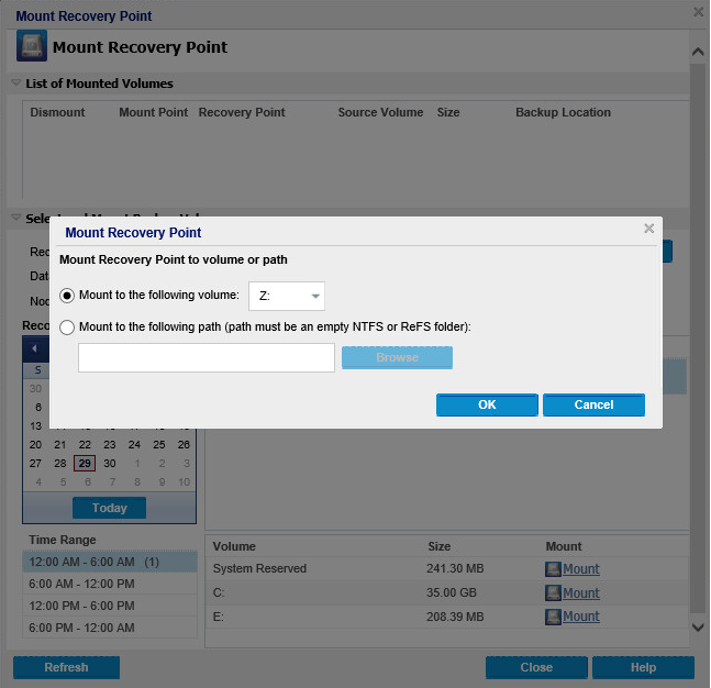 Restore using Mount Database from Recovery Point