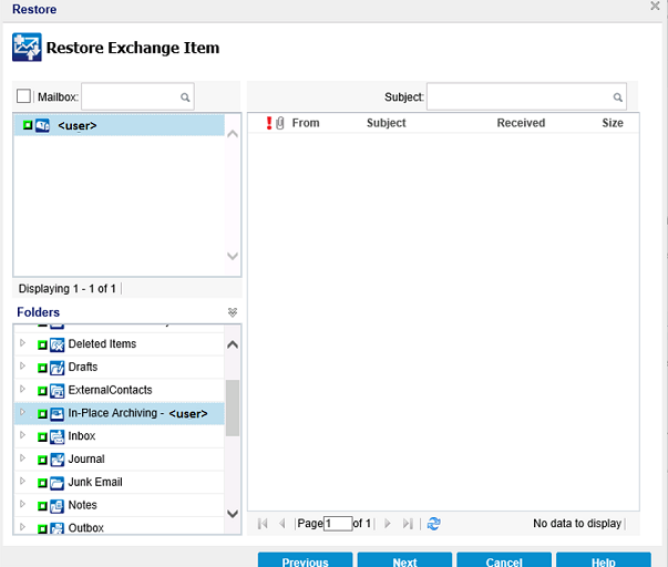 Select the Exchange Online Mail Items to Restore