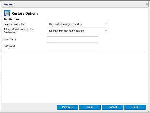 Define the Restore Options