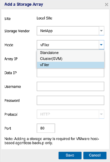 Add a Storage Array for NetApp