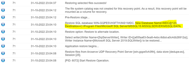 Restore the SQL Database to an Alternate Instance on the Same Server