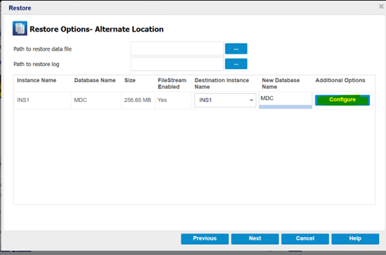 Restore the SQL Database to an Alternate Instance on the Same Server