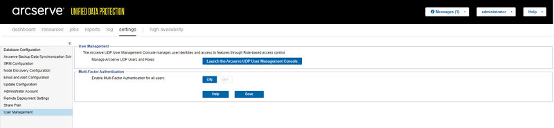 Launch the Arcserve UDP User Management Console